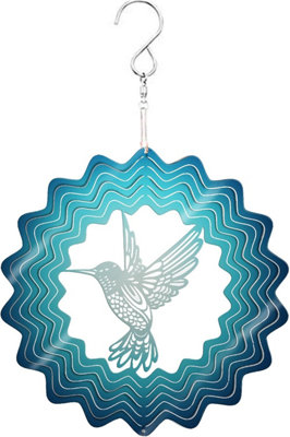Primus Blue Hummingbird Hanging Wind Spinner Ornament