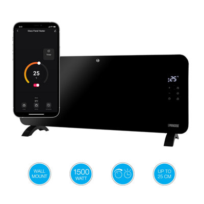 Princess 348200 Smart Glass Panel Heater 2000W Black