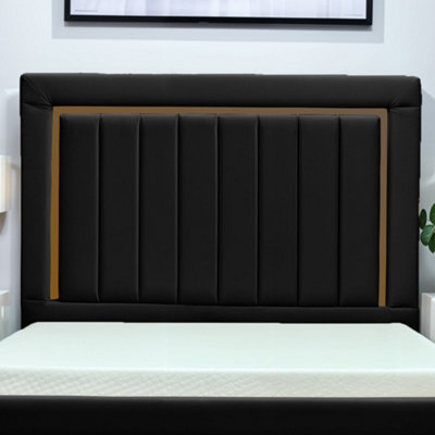 Princess Black Plush Valvet Upholstered Gas Lift Ottoman Storage Bed ...