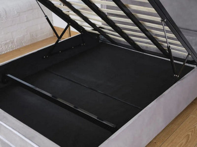 Princess Black Plush Valvet Upholstered Gas Lift Ottoman Storage Bed ...