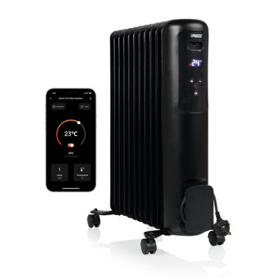 Princess Smart 2000W Black Oil Filled Radiator, 11 Fins, Thermostat control