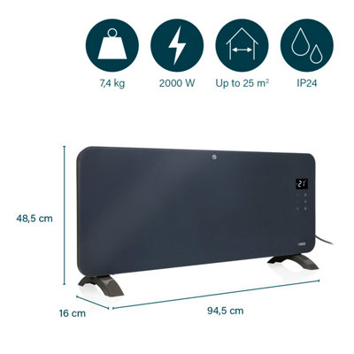 Princess Smart Glass Panel Heater 2000W GREY