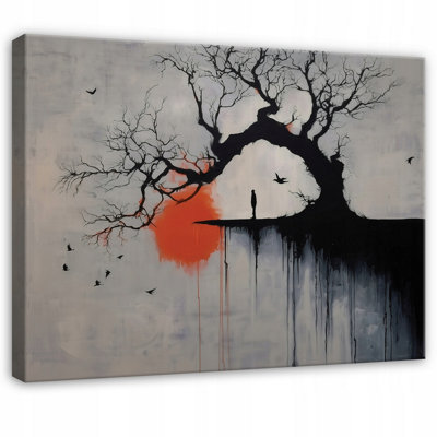 Printed Canvas Wall Art Abstract Tree Grey Home Decor Paintings Living ...