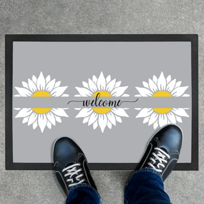 Printed Doormat With Rubber Border Daisy - 50cm x 35cm