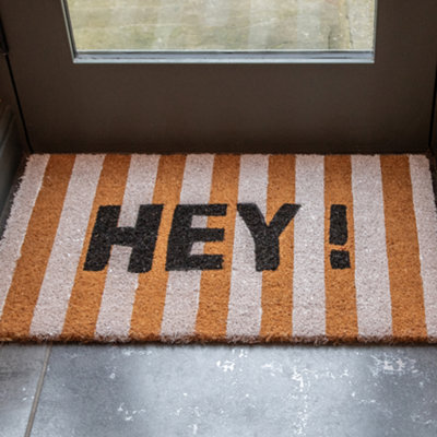 Printed Natural Coir Door Mat Hey Striped Decorative Heavy Duty ...