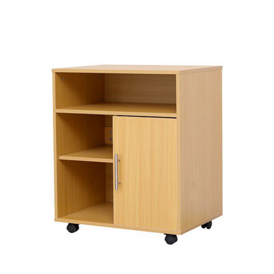 Printer Stand Cabinet Wooden Beech with 2 Shelves and 1 Door Filing ...