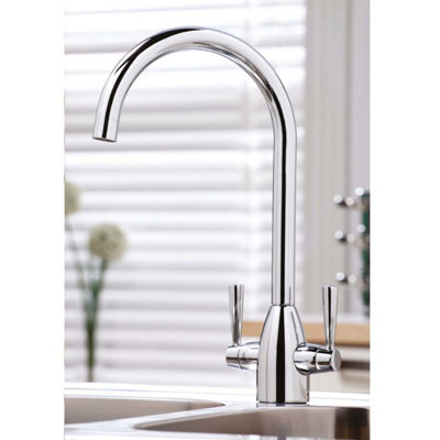 Prism Twin Lever Kitchen Sink Mixer Tap Chrome | DIY at B&Q