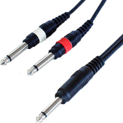 PRO 1.2m 6.35mm Mono Y Splitter Cable - 2x Guitar into 1 Amp - Audio ...