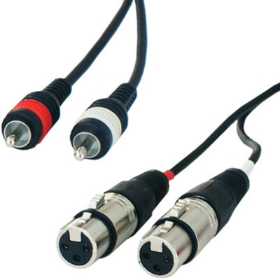 PRO 1.5m Twin XLR Female to 2x RCA PHONO Male Cable Double Dual Audio ...