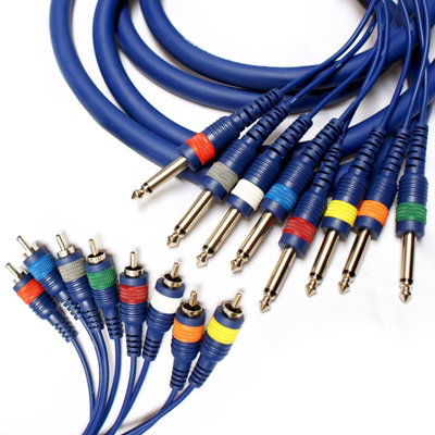 PRO 1.8m 8 Way 6.35mm Mono Jack to RCA PHONO Male Loom Cable Audio ...