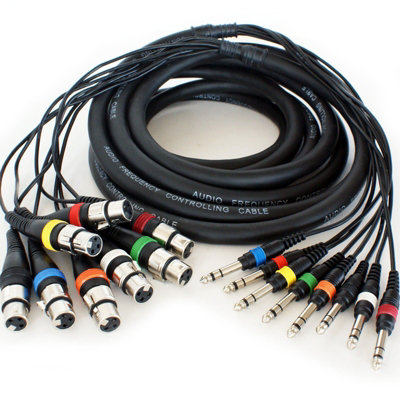 PRO 2.5m 8 Way 6.35mm Stereo Jack to 3 Pin XLR Female Loom Cable Audio ...