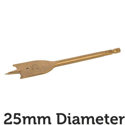 PRO 25mm x 150mm TITANIUM COATED STEEL Flat Spade Core Drill Bit Hex ...