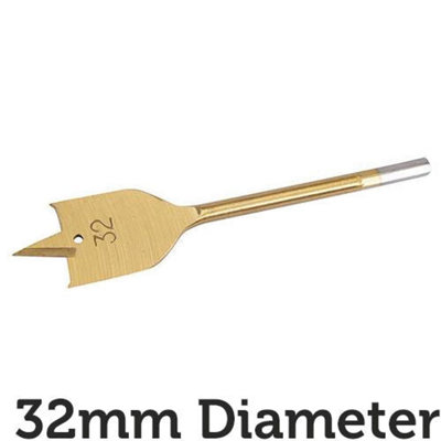 PRO 32mm x 150mm TITANIUM COATED STEEL Flat Spade Core Drill Bit Hex ...