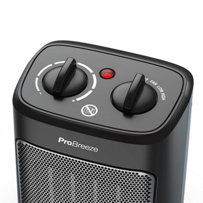 Pro Breeze 2000W Mini Ceramic Fan Heater - Black