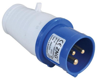 PRO ELEC - 16A, 230V, Cable Mount CEE Plug, 2P+E, Blue, IP44 | DIY at B&Q