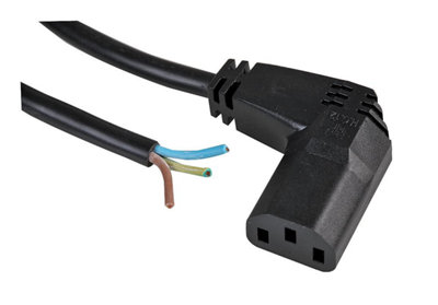 Pro Elec 1m Right Angle Power Cord IEC C13 to Bare End Cable 90 Degrees ...