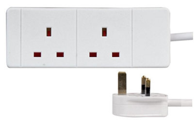 PRO ELEC - 2 Gang Extension Lead, 1m White