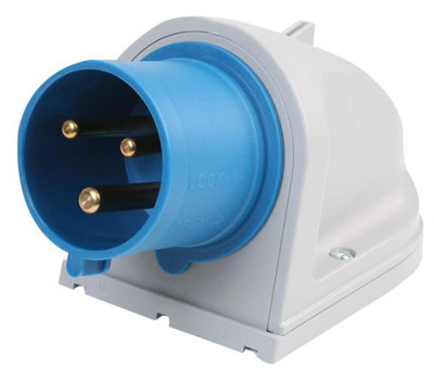 PRO ELEC - 32A, 230V, Wall Mount CEE Plug, 2P+E, Blue, IP44
