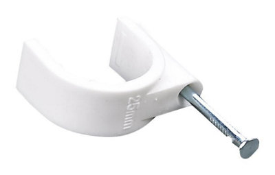 PRO ELEC - Round Cable Clips, 4mm, White, Pack of 100