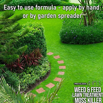 Pro-Kleen 4 in 1 Weed and Feed Lawn Treatment with Moss Killer - Greens ...
