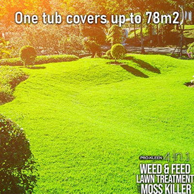 Pro-Kleen 4 in 1 Weed and Feed Lawn Treatment with Moss Killer - Greens ...