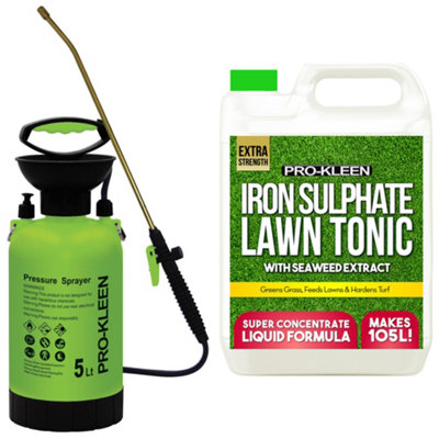 Pro-Kleen 5L Pump Sprayer with Pro-Kleen Liquid Iron Sulphate 5L Grass ...