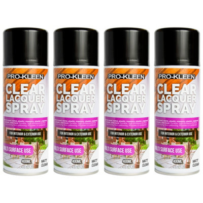 Pro-Kleen Clear Matt Lacquer Spray 400ml x4 Protects & Seals Fast ...
