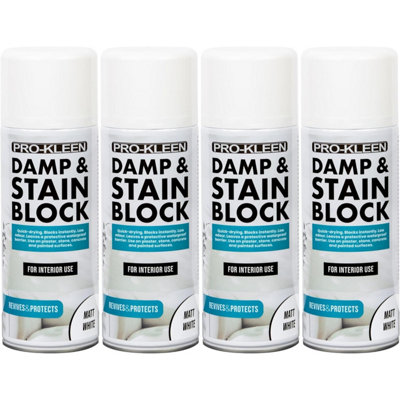 Pro-Kleen Damp & Stain Block Spray Primer - Covers Damp, Mould, Grease ...