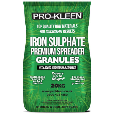 Pro-Kleen Iron Sulphate Spreader Granules Covers up to 664m2 For Grass ...