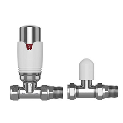 Pro Plus Straight TRV + Lockshield 15mm - Chrome & White (Tulip Style)