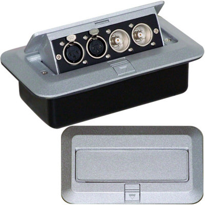 PRO Pop Up Wall Floor Plate & Back Box 2x BNC & Twin XLR Sockets CCTV ...