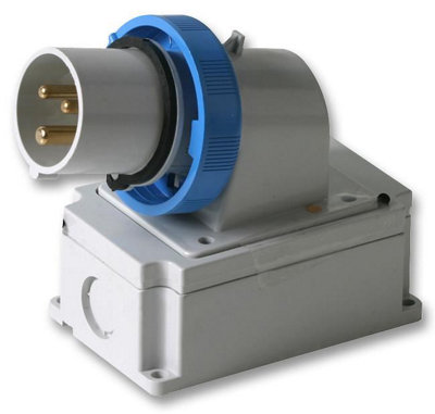 PRO POWER - 16A, 240V, Surface Mount CEE Appliance Inlet, 2P+E, Blue, IP67