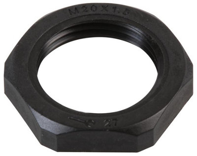PRO POWER - Nylon Lock Nut, M20, Black, Pack of 10 | DIY at B&Q