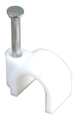 PRO POWER - Round Cable Clips, 10mm, White, Pack of 100 | DIY at B&Q