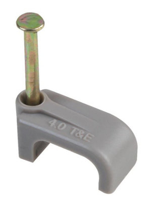 PRO POWER - Twin & Earth Cable Clips, 4mm, Grey, Pack of 100 | DIY at B&Q