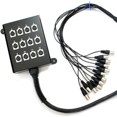 PRO QUALITY 10m 12 Way XLR 3 Pin Multicore Loom Snake Cable Touring ...