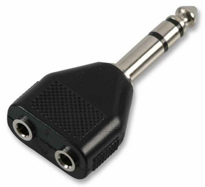 PRO SIGNAL - 2x 3.5mm Mono Jack Sockets to 1x 6.35mm Stereo Jack Plug ...