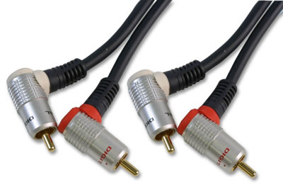 PRO SIGNAL - 2x Right Angled Phono (RCA) Male to Male Lead, 1.5m Black