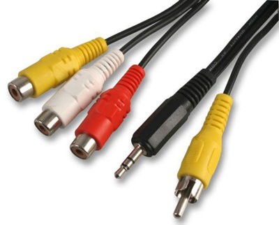 PRO SIGNAL 3x Phono (RCA) Sockets to 3.5mm Stereo Jack + Phono Plug ...