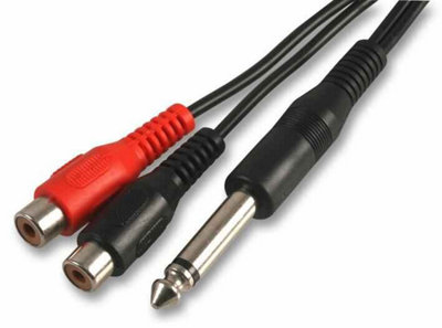PRO SIGNAL 6.35mm (1/4") Mono Jack Plug to 2x Phono (RCA) Sockets Lead ...
