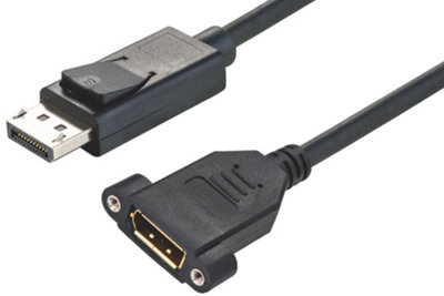 PRO SIGNAL - DisplayPort Female to Male Panel Mount Adaptor Lead, 1m Black
