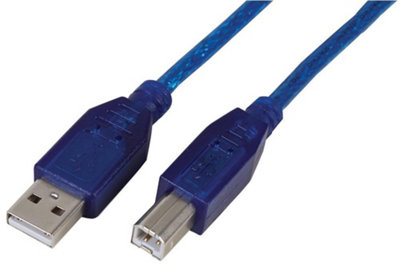 PRO SIGNAL - Lead, USB2.0 A Male to B Male, Blue Transparent 2m
