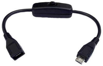PRO SIGNAL Micro USB Plug to Socket Raspberry Pi Inline Switch Lead ...