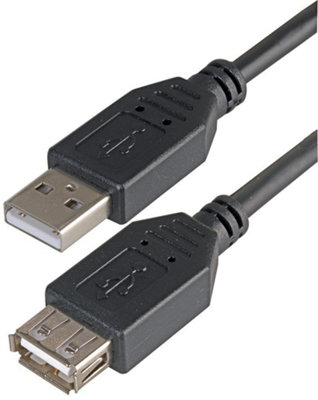 PRO SIGNAL - USB 2.0 A Male to A Female Cable, 0.5m Black | DIY at B&Q