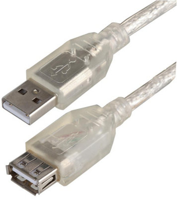 PRO SIGNAL - USB 2.0 A Male to Female Lead, 3m Transparent | DIY at B&Q