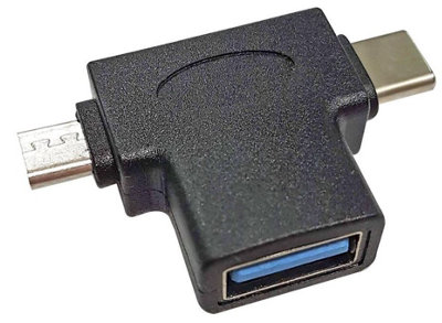 PRO SIGNAL - USB-C Plug to Micro USB Plug & USB-A Socket Adaptor