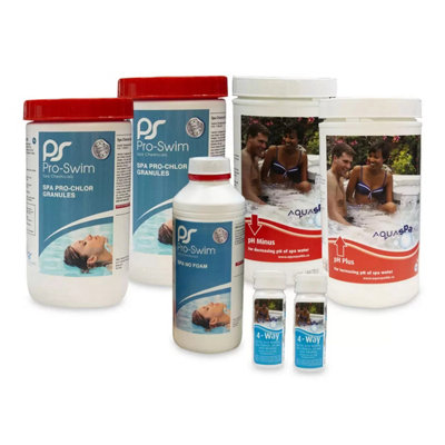 Pro-Swim Hot Tub Chemical Kit with Chlorine Granules, pH Reducer ...