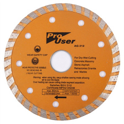 Pro User - Wet & Dry Diamond Cutting Disc - 115mm (4.5") | DIY at B&Q