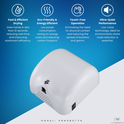 Pro Washroom Bathroom Hand Dryer 1300w ABS