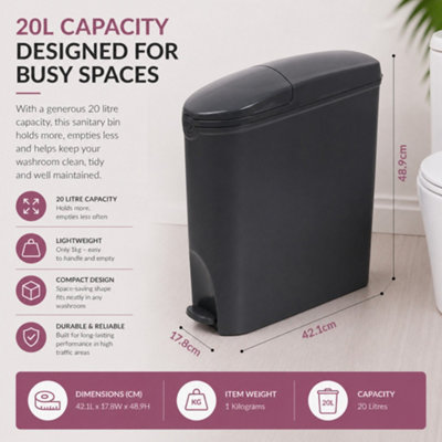 Pro Washroom Sanitary Bin 20L x3 Hygienic Disposal Pedal Bins Baby ...